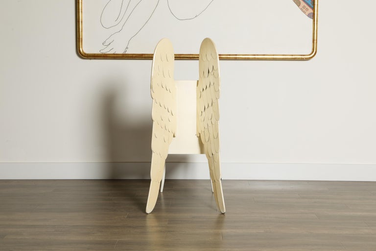 Postmodern Angel Wing Chair with Blue Velvet Upholstery, circa 1980s at ...