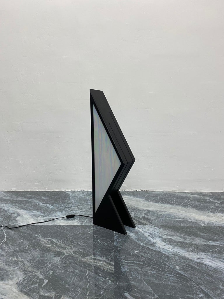 Postmodern Angular Wood Desk or Floor Lamp with Two Translucent Glass ...