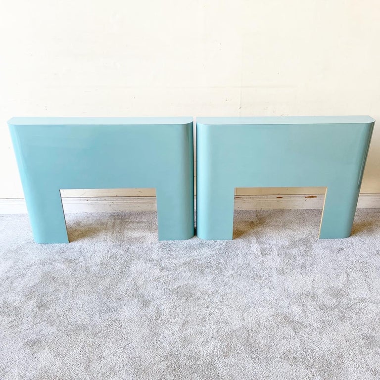 Postmodern Aqua Blue Lacquer Laminate Twin Headboards, a Pair For Sale ...