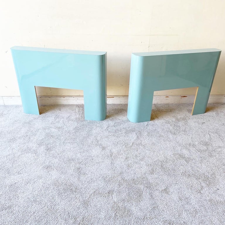 Postmodern Aqua Blue Lacquer Laminate Twin Headboards, a Pair For Sale ...