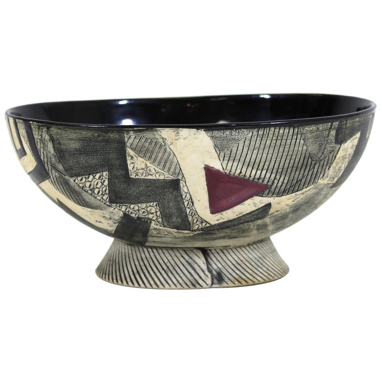 Postmodern Art Studio Ceramic Bowl For Sale at 1stDibs
