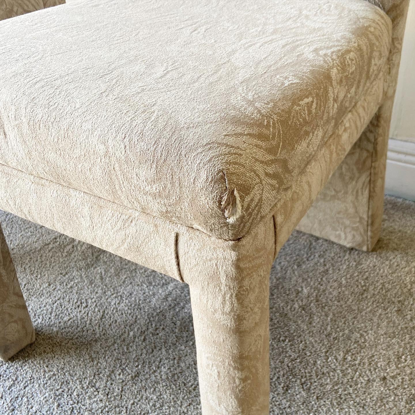 Postmodern Beige Tiger Fabric Parsons Dining Chairs, Set of 2 For Sale ...