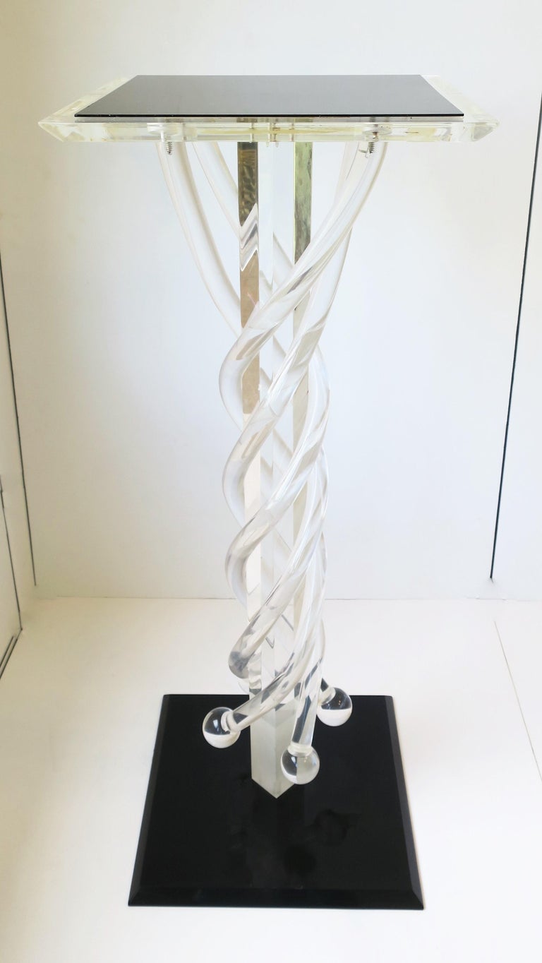 Postmodern Lucite and Acrylic Column Pedestal Display Stand in Black ...