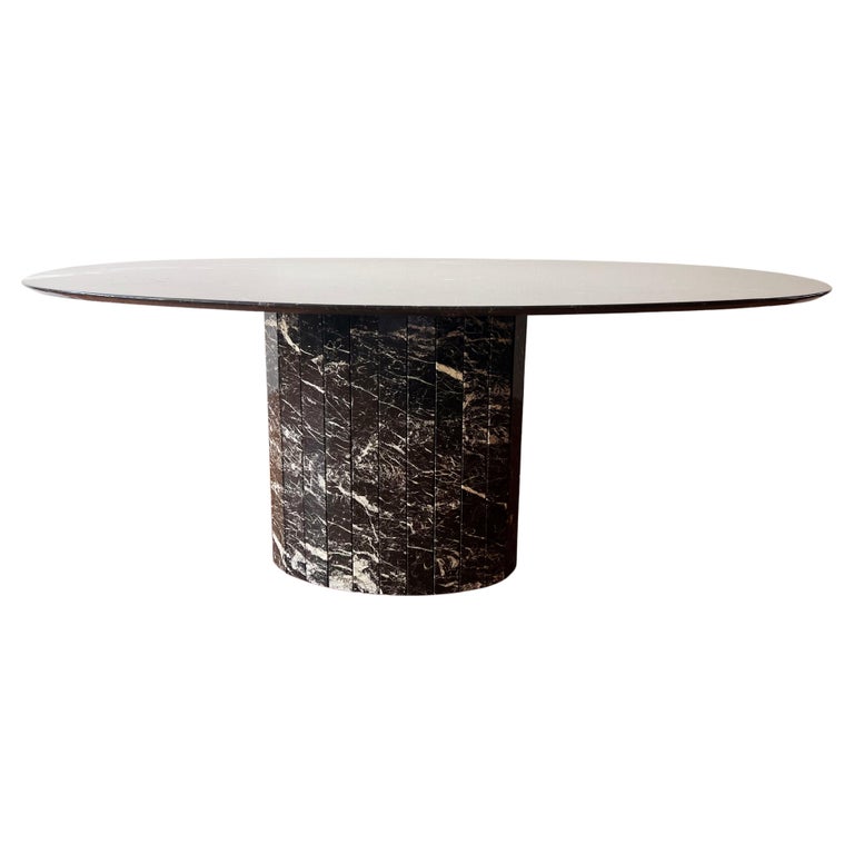 Postmodern Black and White Italian Solid Marble Oval Dining Table ...