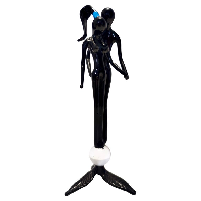 Postmodern Black Murano Glass Decorative Item of a Couple, Italy, 1990s ...
