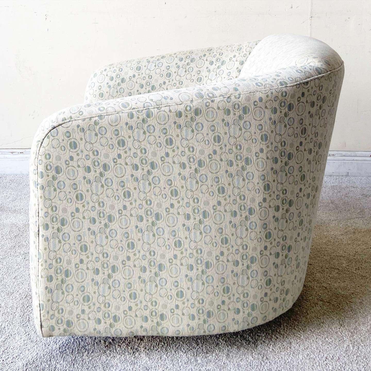Postmodern Blue and Green Fabric Swivel Chair For Sale at 1stDibs