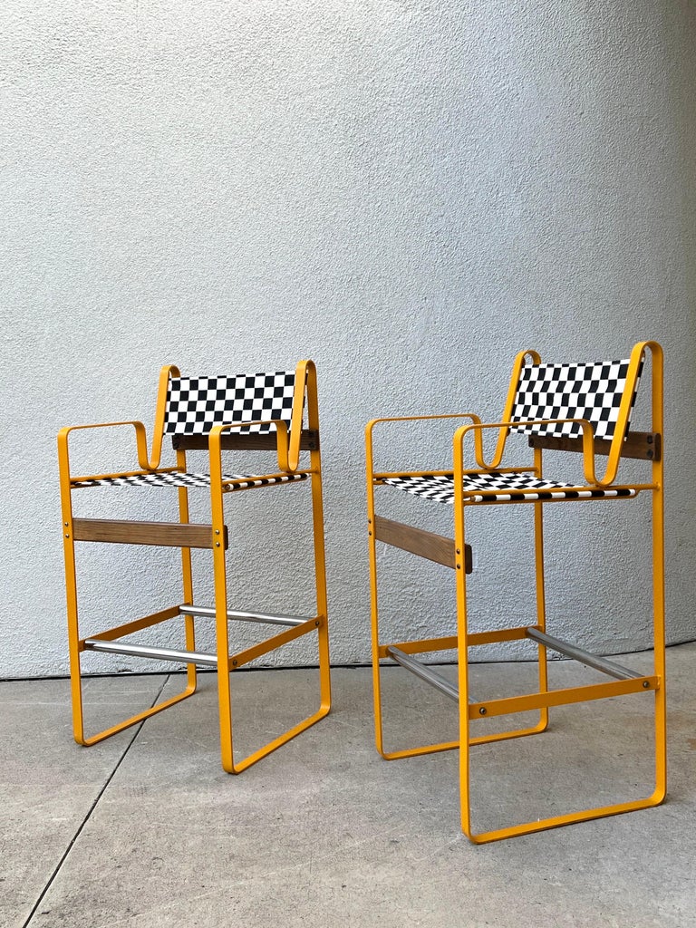 Postmodern Bruno Pollak Style Director’s Stools For Sale at 1stDibs