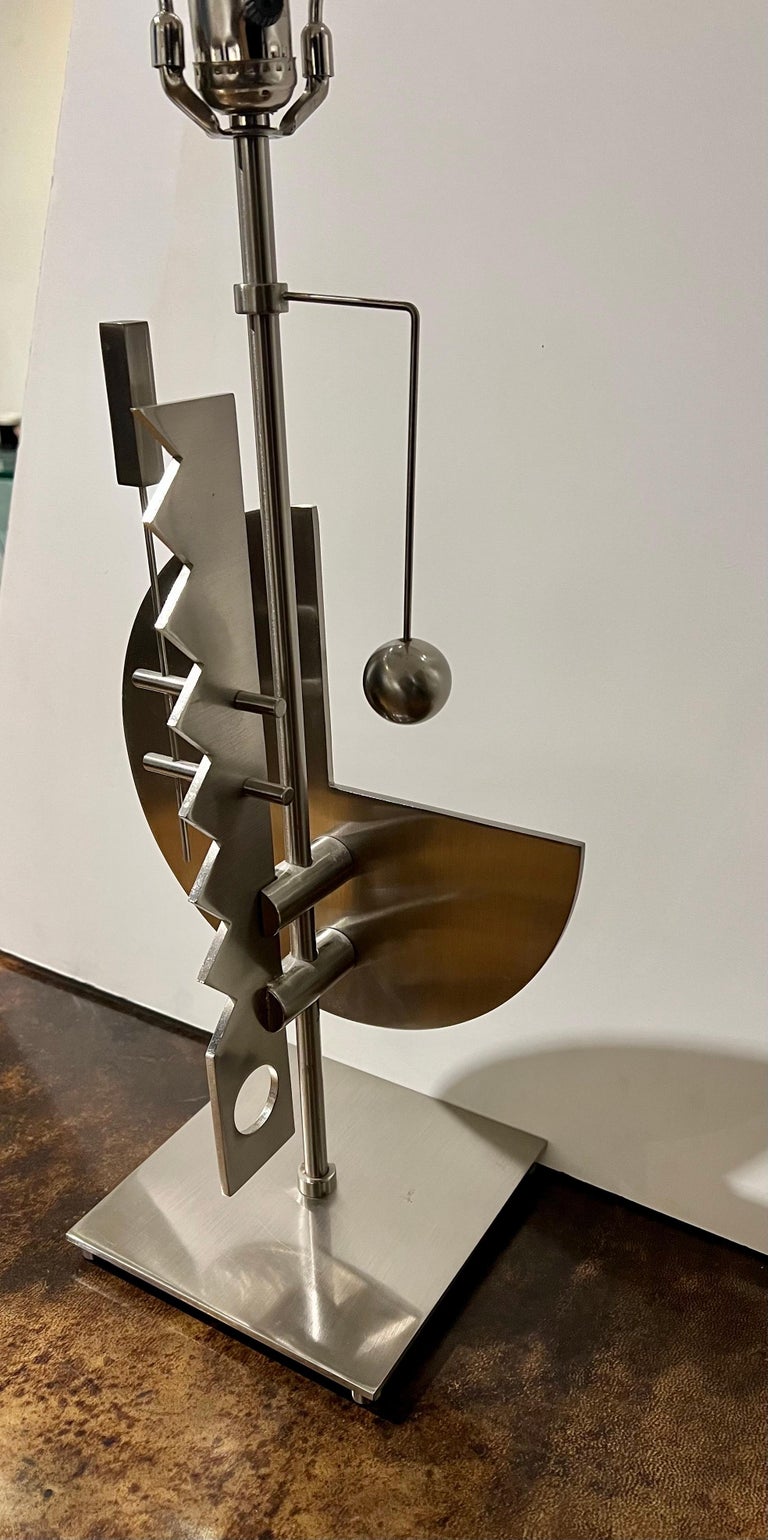 Postmodern Brushed Steel Memphis Era Brushed Steel Sculptural Table ...