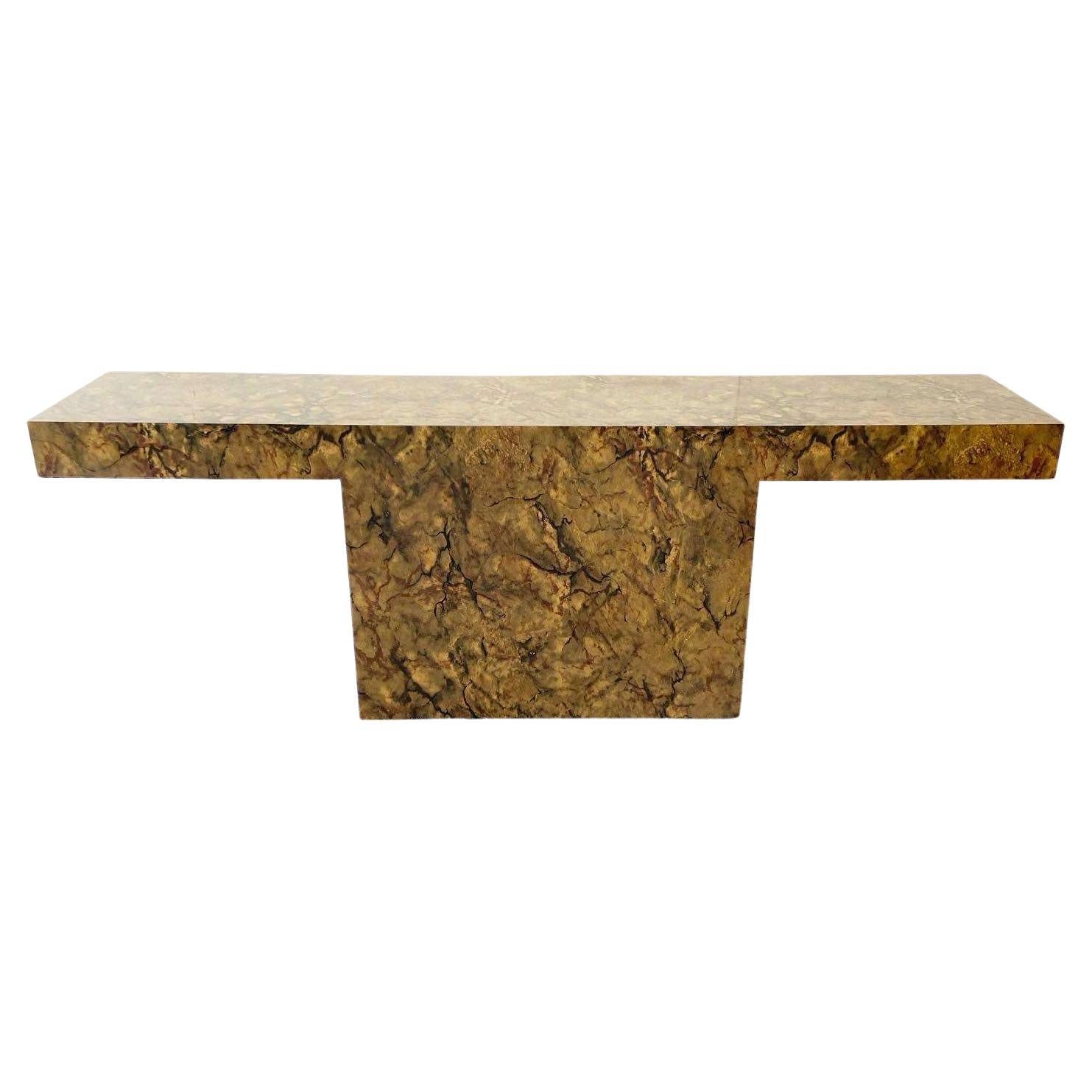 Postmodern Burl Wood Gloss Laminate Console Table For Sale at 1stDibs