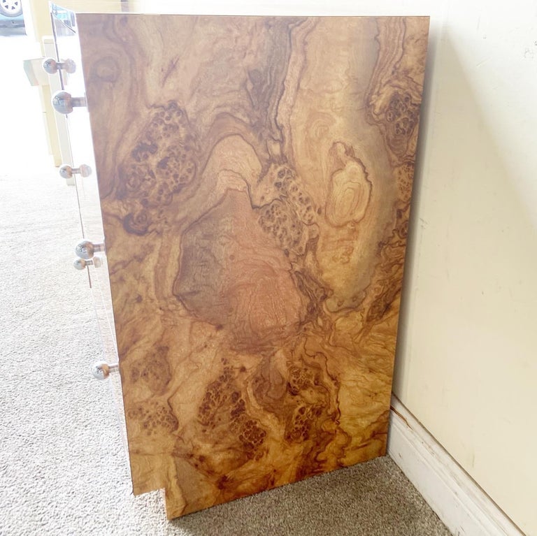 Postmodern Burl Wood Laminate and Chrome Chest of Drawers For Sale at ...