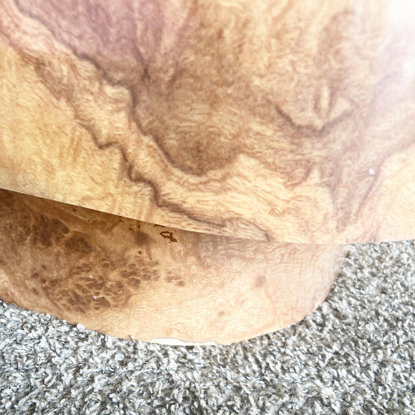 Postmodern Burl Wood Laminate Side Table For Sale at 1stDibs