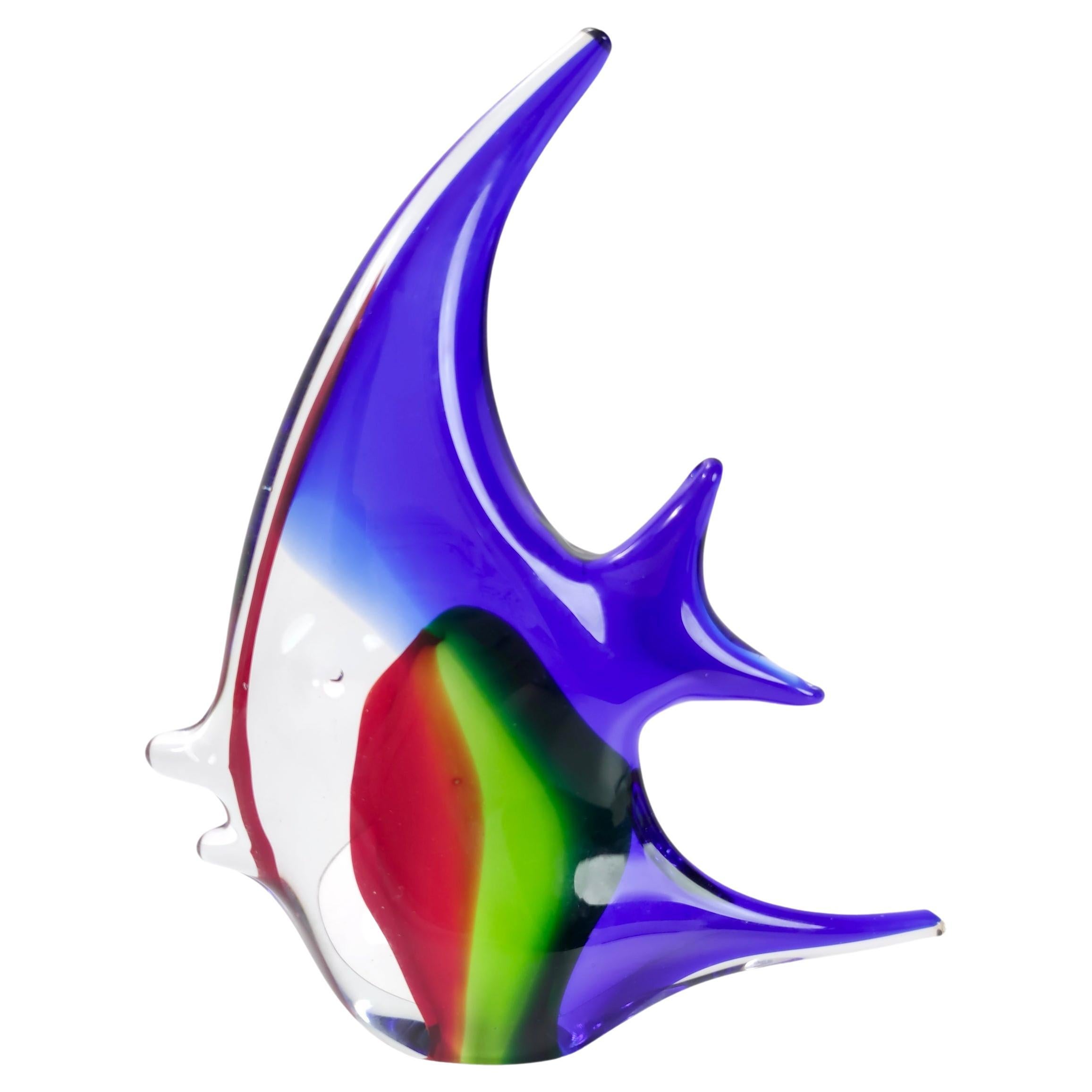 Blue and Gold Italian Murano Fish and Sea Art Glass Decorative Object ...