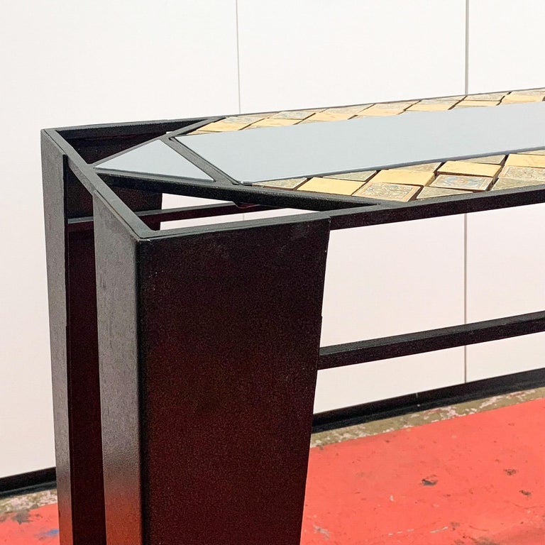 Postmodern Console Table in PVC with Glass and Tiled Top, British ...