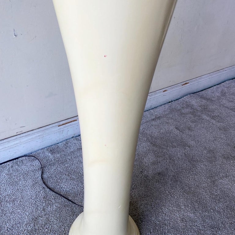 Postmodern Cream Lacquer Ceramic Floor Lamp For Sale at 1stDibs