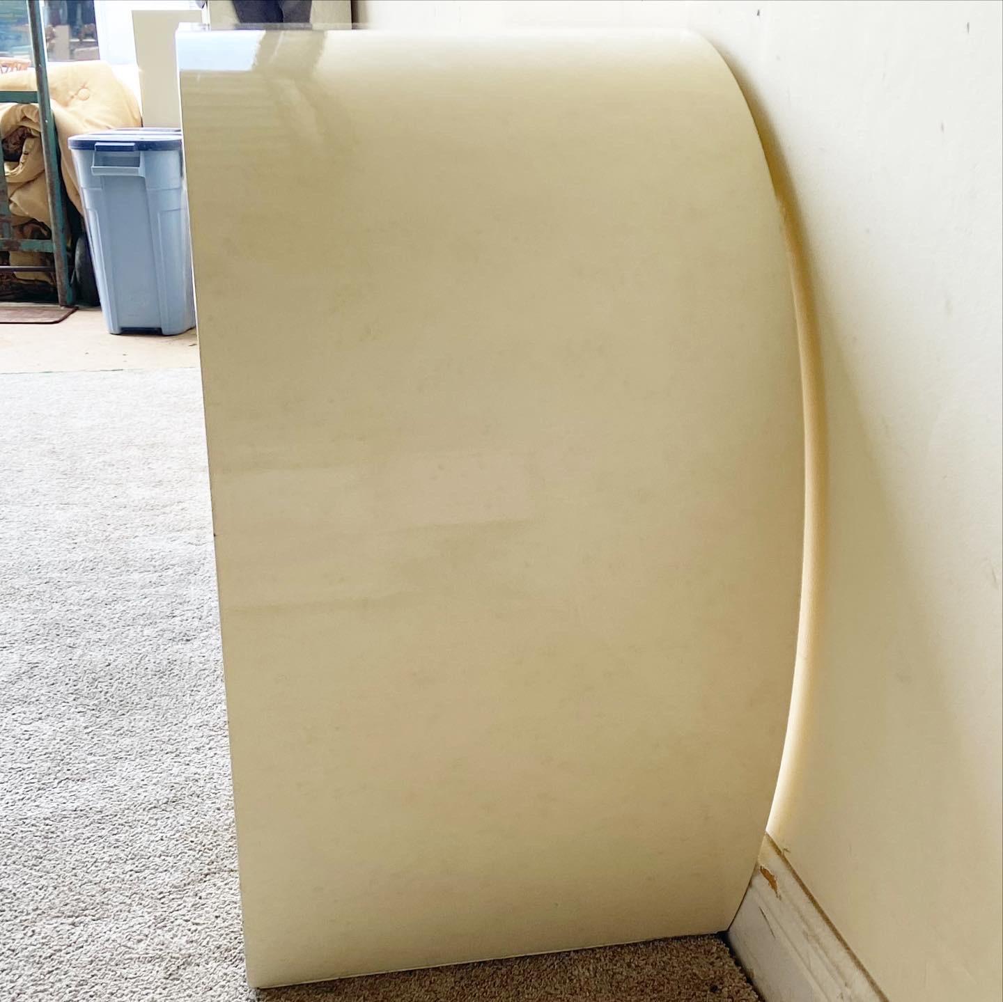 Postmodern Cream Lacquer Scroll Desk with Mirrored Drawer For Sale at ...