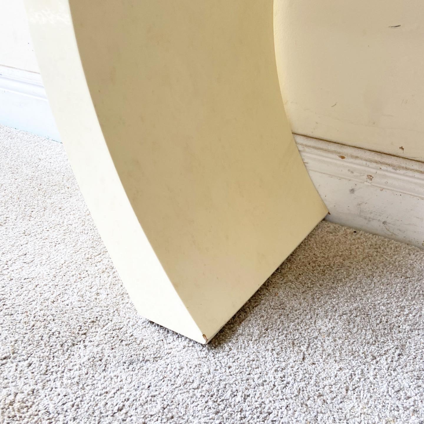 Postmodern Cream Lacquer Scroll Desk with Mirrored Drawer For Sale at ...