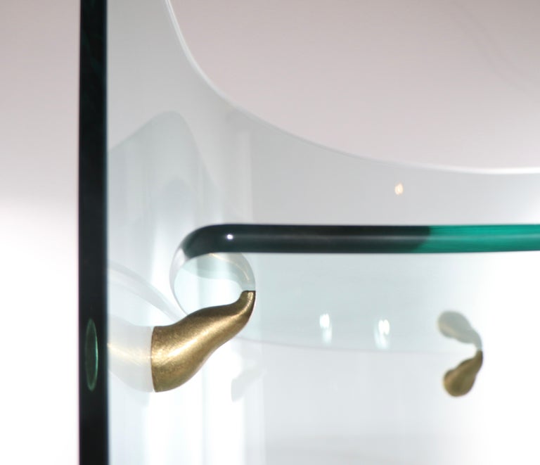 Postmodern Curved Glass Etagere Shelf For Sale at 1stDibs