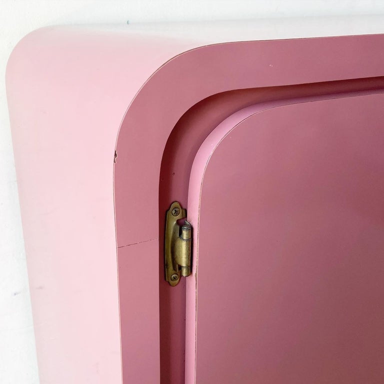 Postmodern Dark Pink Lacquer Laminate Waterfall Armoire For Sale at 1stDibs