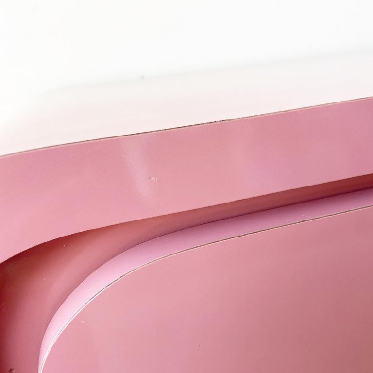 Postmodern Dark Pink Lacquer Laminate Waterfall Armoire For Sale at 1stDibs