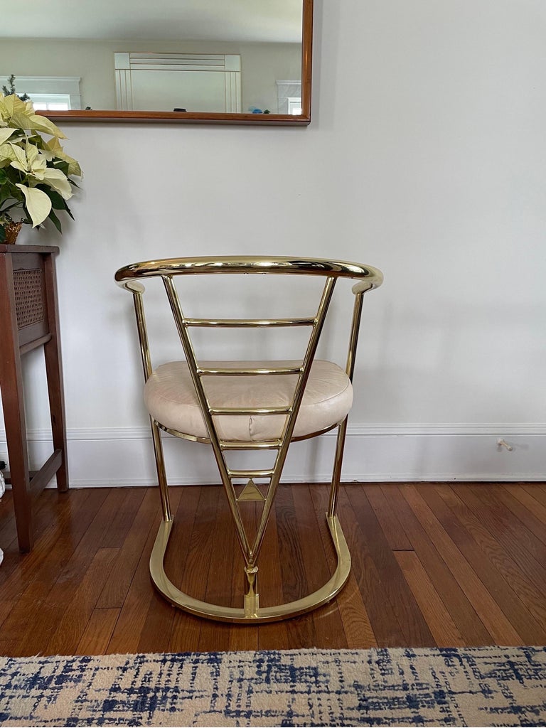 Postmodern Deco Revival Polished Brass Arm Chair For Sale at 1stDibs