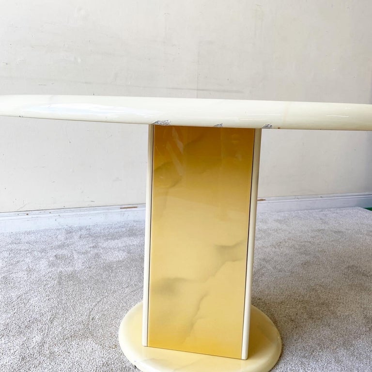 Postmodern Faux Goat Skin Lacquered Circular Dining Table For Sale at ...