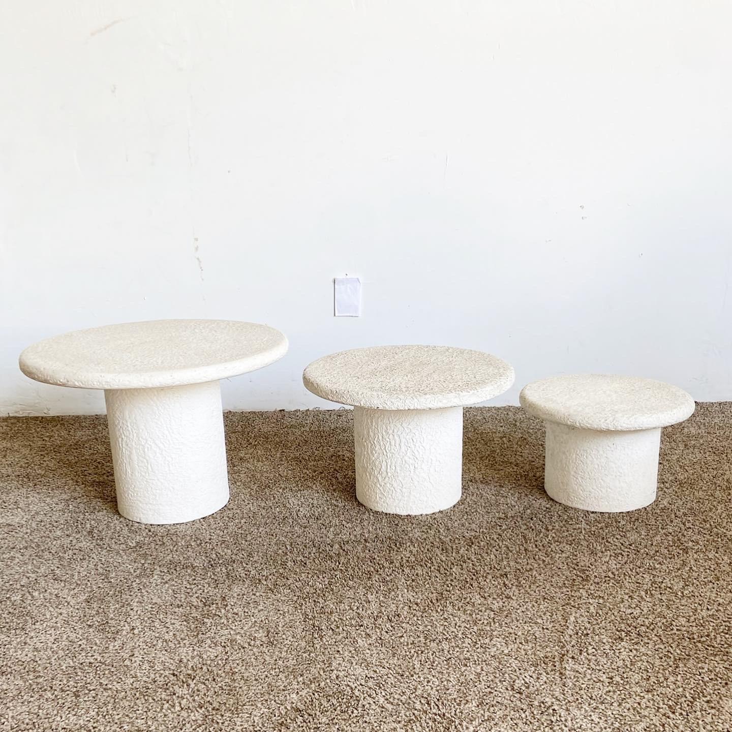 Postmodern Faux Stone Mushroom Nesting Side Table, Set of 3 For Sale at ...