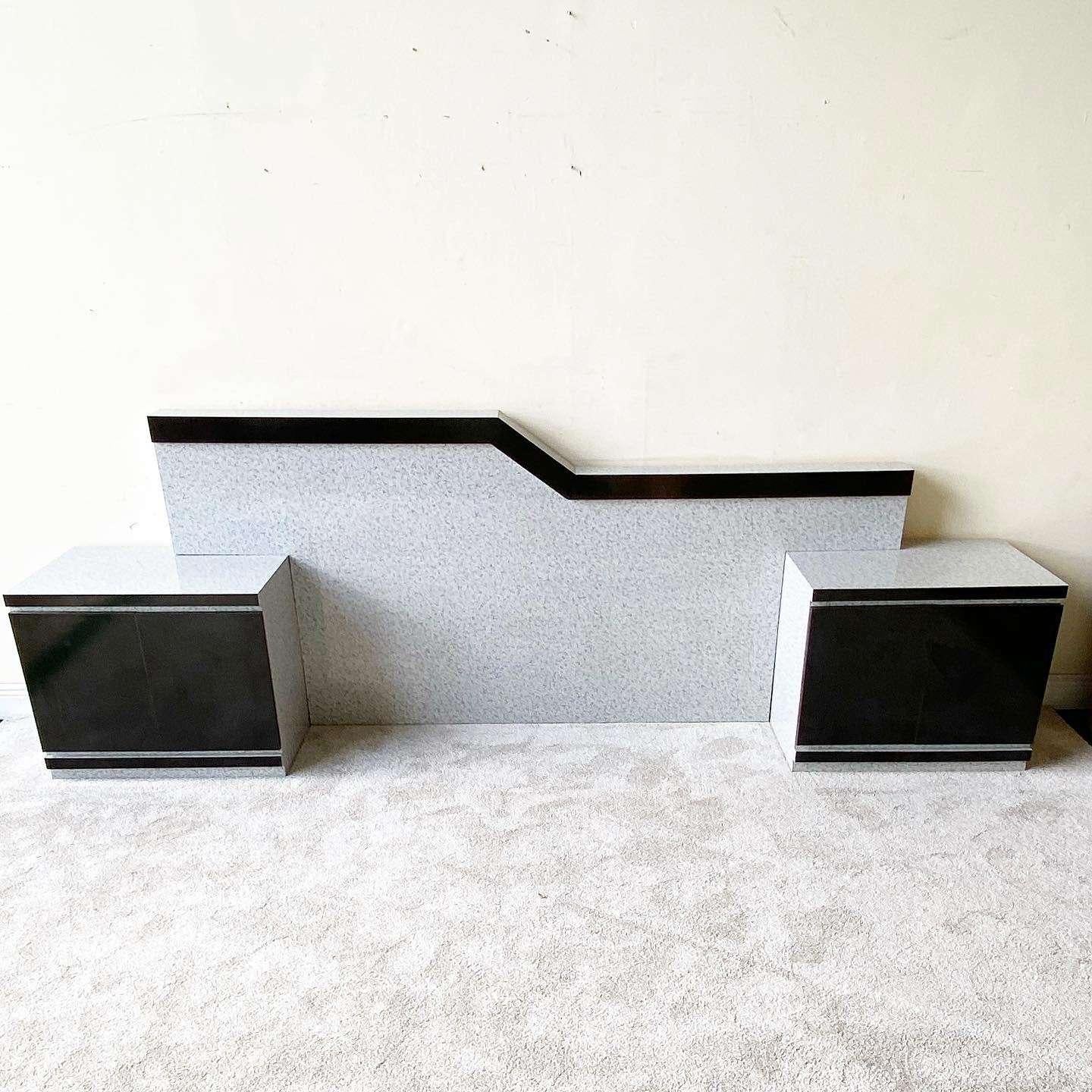Postmodern Faux Terrazzo Laminate Sculpted Queen Headboard With ...