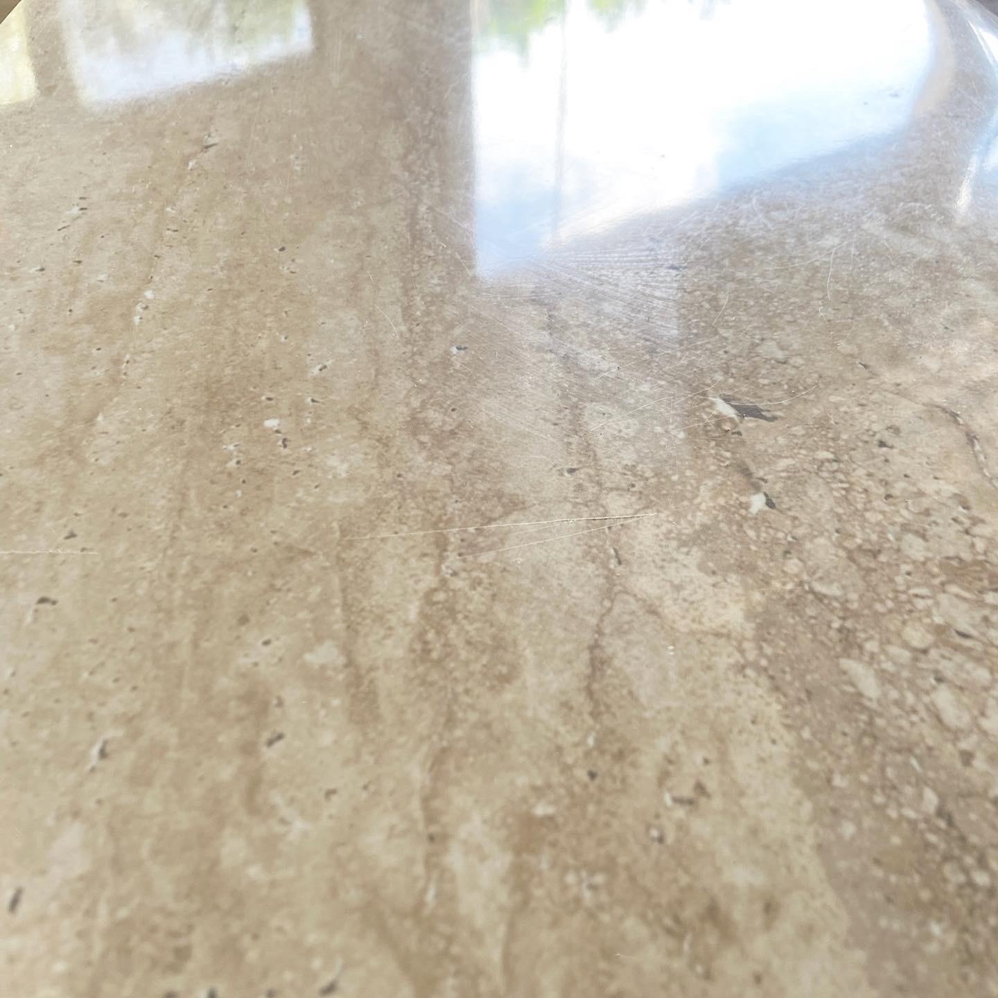 Postmodern Faux Travertine Laminate Waterfall Desk For Sale at 1stDibs