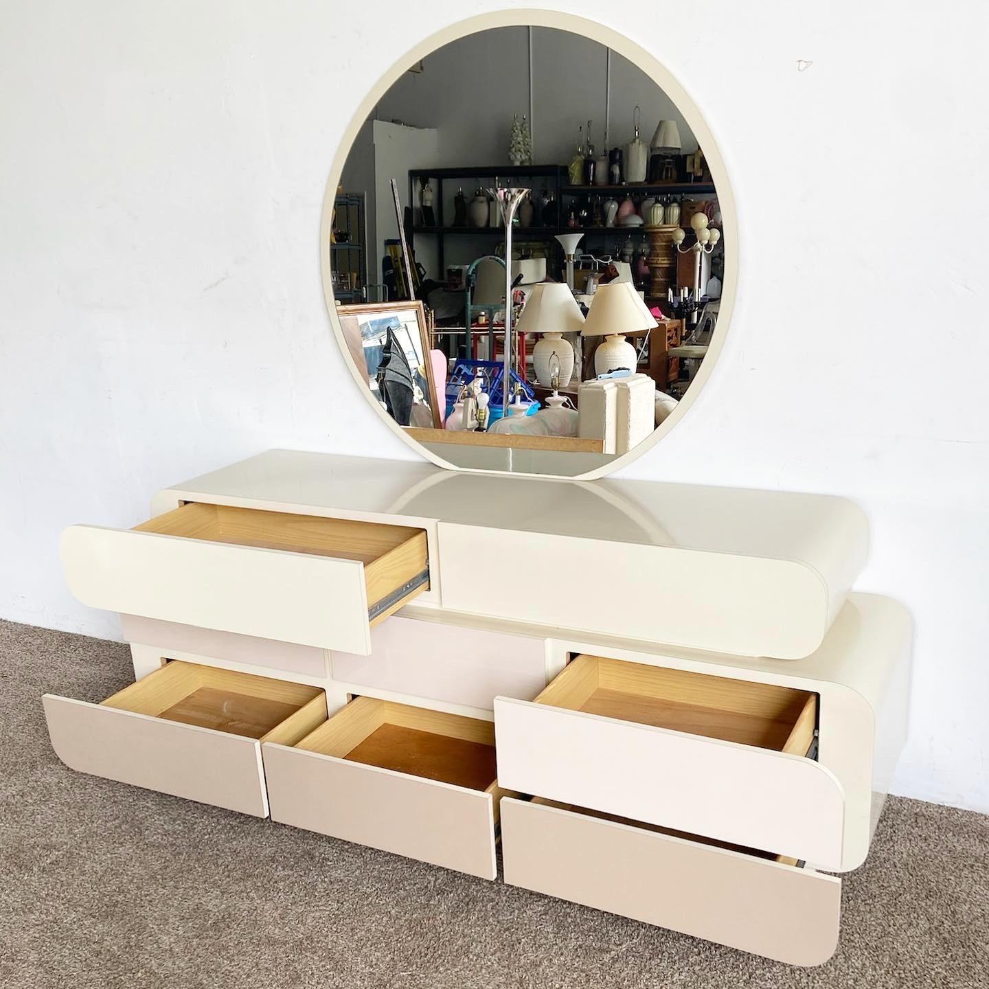 Postmodern Galactic Double Waterfall Three Tone Dresser With Mirror For ...