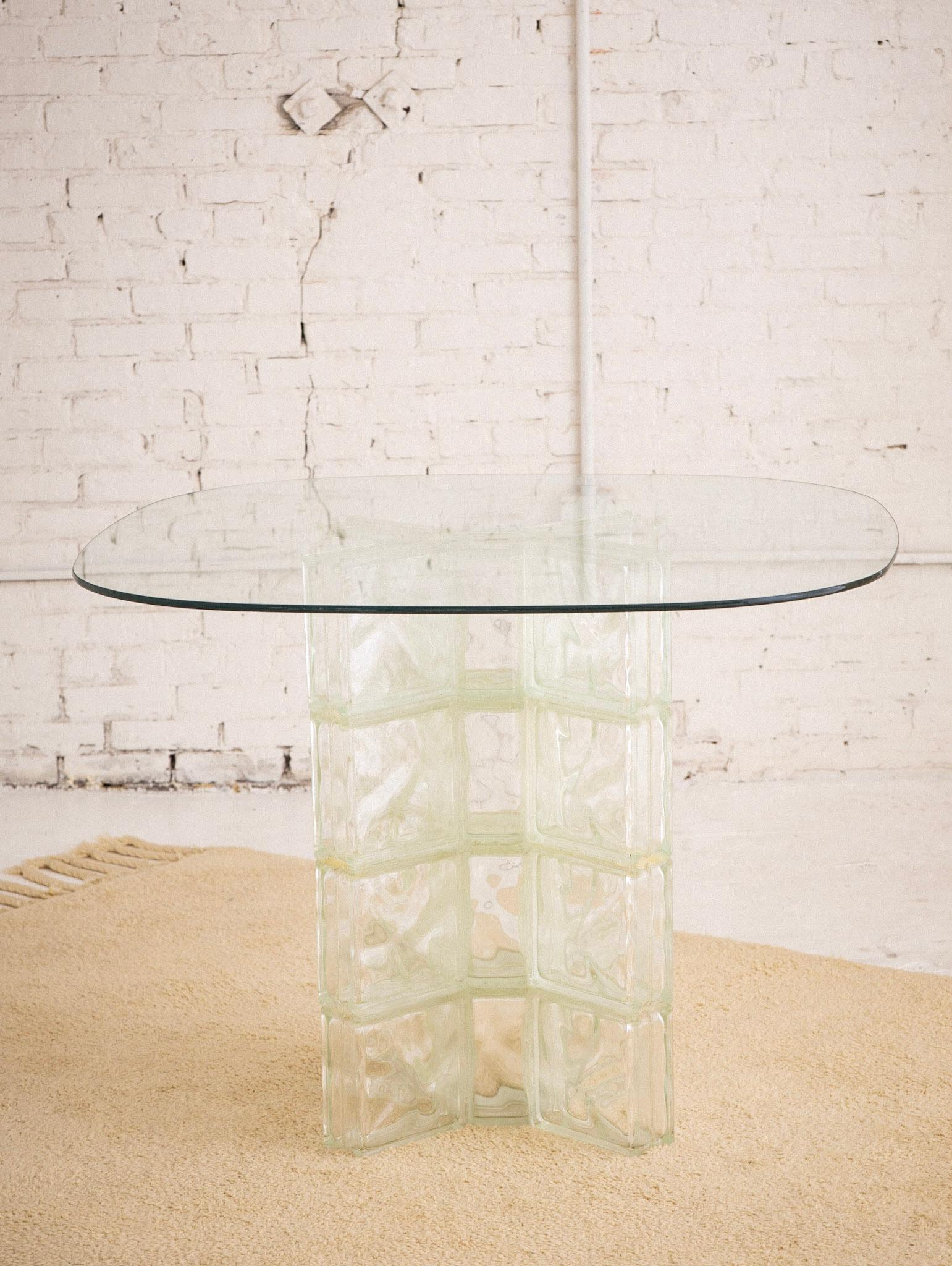Postmodern Glass Brick Dining Table at 1stDibs