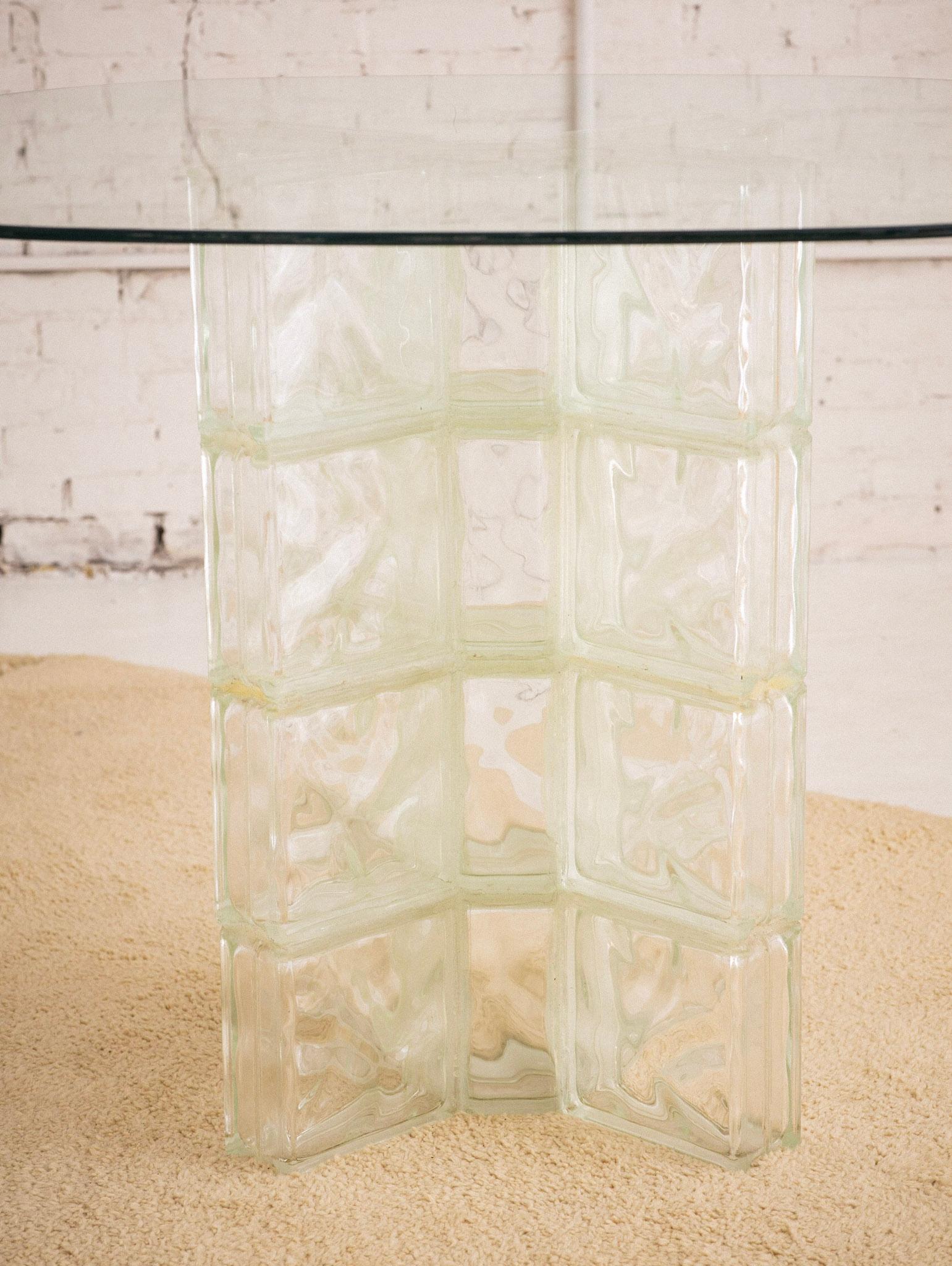 Postmodern Glass Brick Dining Table at 1stDibs