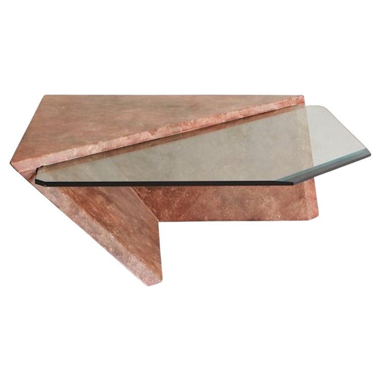 Postmodern Glass + Laminate Coffee Table in the Style of Roger Rougier ...