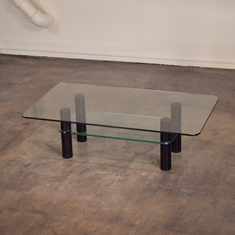 Alessi Post-Modern Glass, Wood, and Rubber Coffee Table c. 1980's For ...