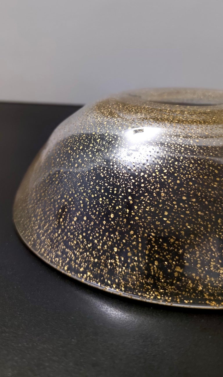 Postmodern Gold Flecked Murano Glass Bowl, Italy For Sale at 1stDibs