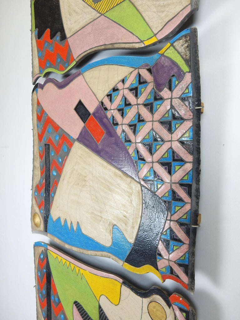 Postmodern Graphic Glazed Art Pottery Sculpture by William Attaway ...