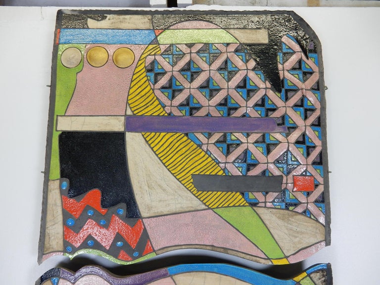 Postmodern Graphic Glazed Art Pottery Sculpture by William Attaway ...