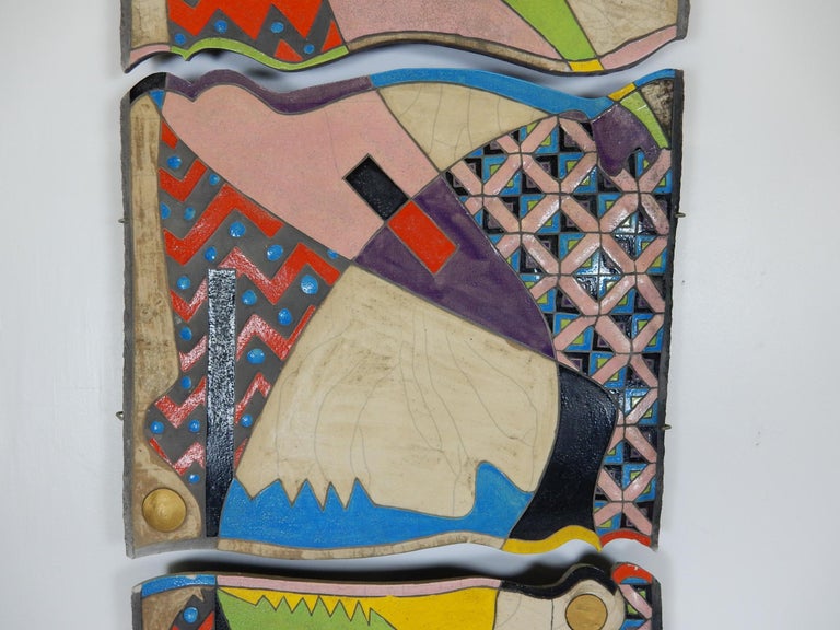 Postmodern Graphic Glazed Art Pottery Sculpture by William Attaway ...