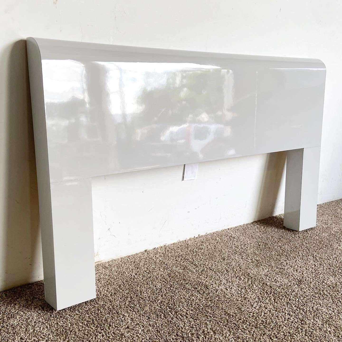 Postmodern Gray Lacquer Laminate Waterfall Queen Size Headboard For ...