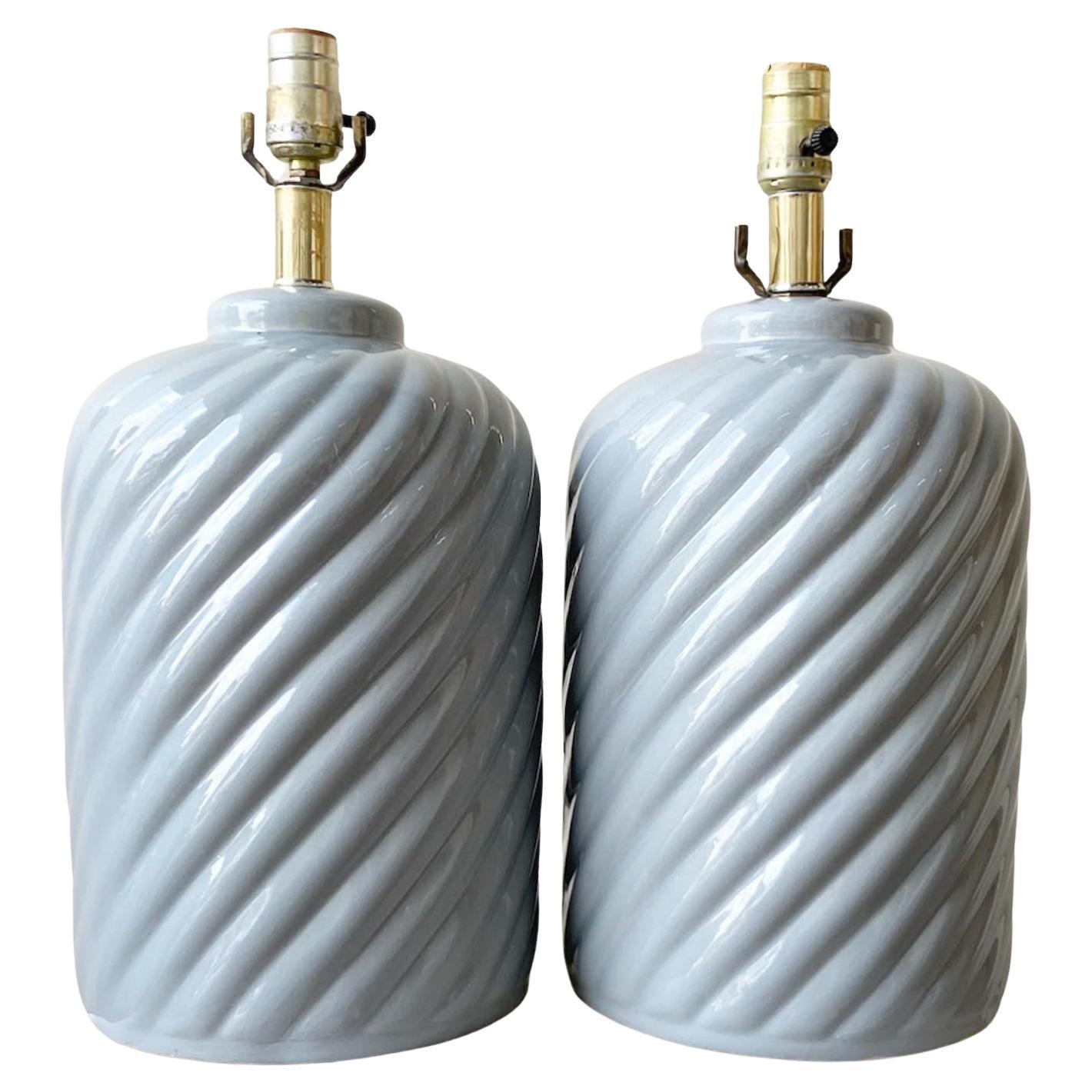 Elizabeth Table Lamp in Gold and Gray Ceramic by CuratedKravet For Sale ...