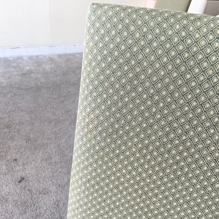 Postmodern Green Fabric Parsons Dining Chairs, Set of 6 For Sale at 1stDibs