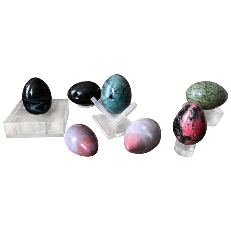 Postmodern Hand Carved and Burnished Stone Egg and Holster Set, Memphis ...