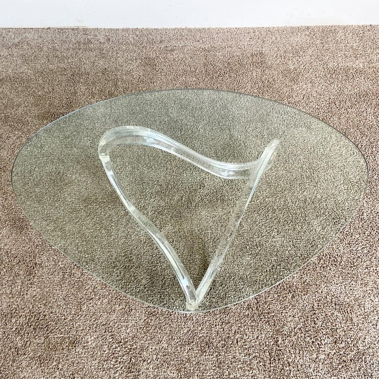 Postmodern Infinity Lucite Glass Top Coffee Table For Sale at 1stDibs