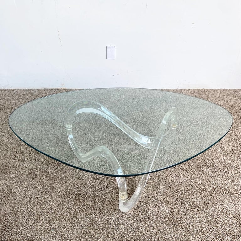 Postmodern Infinity Lucite Glass Top Coffee Table For Sale at 1stDibs