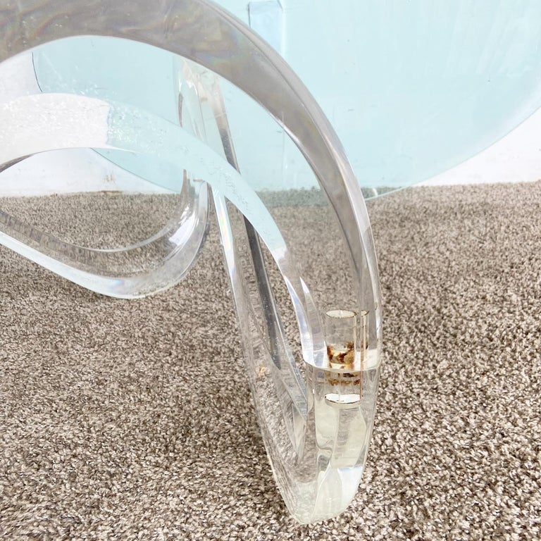 Postmodern Infinity Lucite Glass Top Coffee Table For Sale at 1stDibs