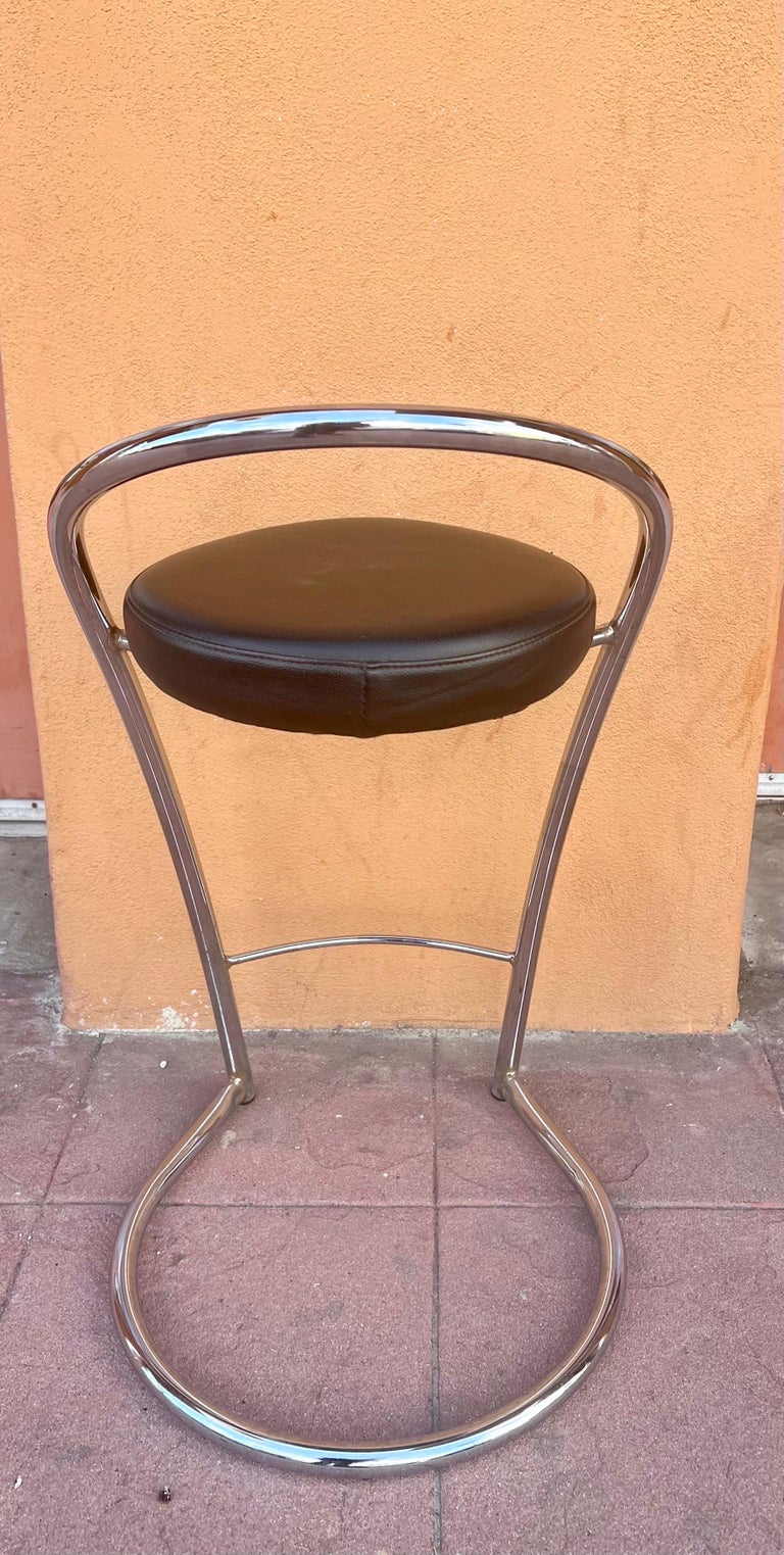 Postmodern Italian Chrome Pipping Single Stool by Effezeta For Sale at ...