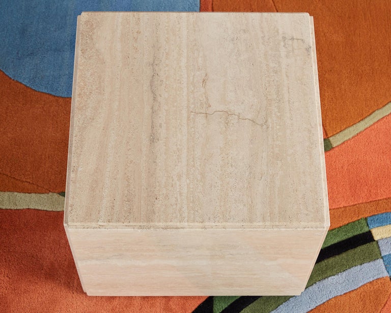 Postmodern Italian Travertine Cube Side Table at 1stDibs