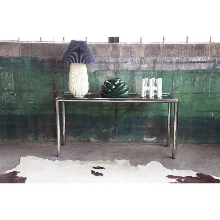 Postmodern John Mascheroni Attributed "Tubo" Chrome and Marble Console ...