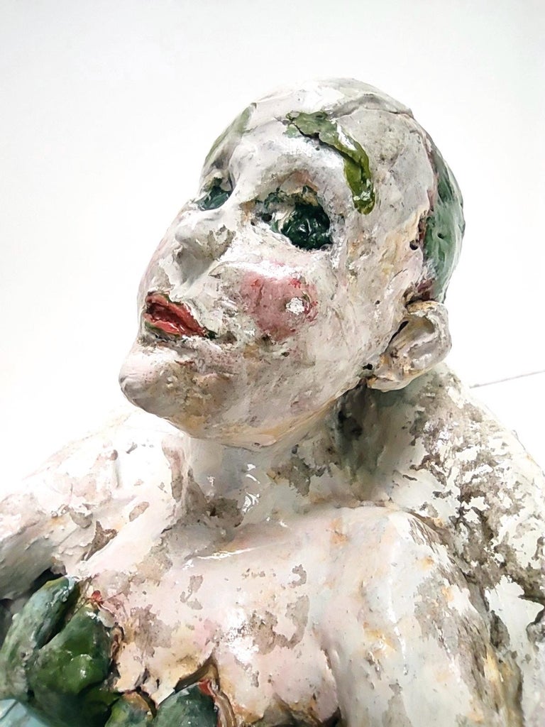 Postmodern Lacquered Earthware Decorative Item of a Mermaid In a ...