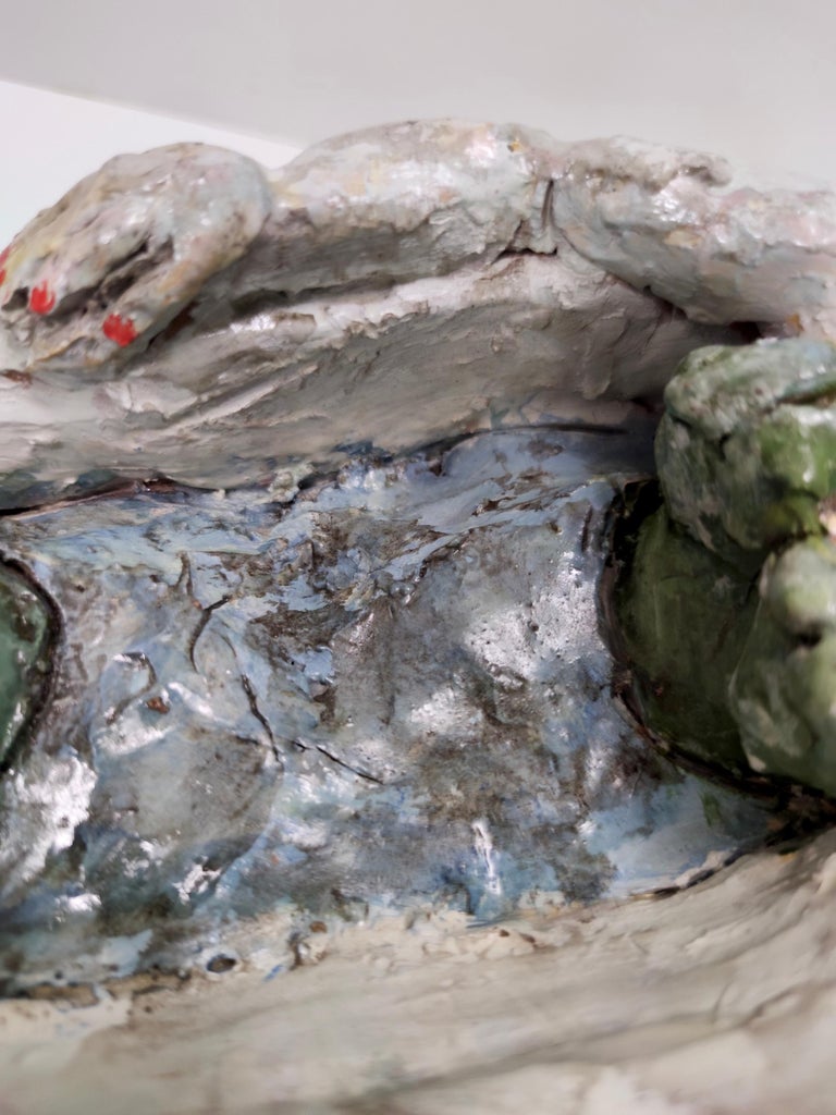 Postmodern Lacquered Earthware Decorative Item of a Mermaid In a ...