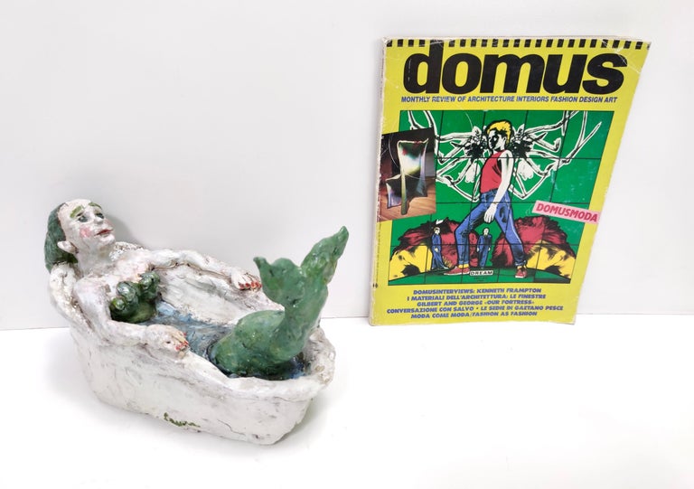 Postmodern Lacquered Earthware Decorative Item of a Mermaid In a ...